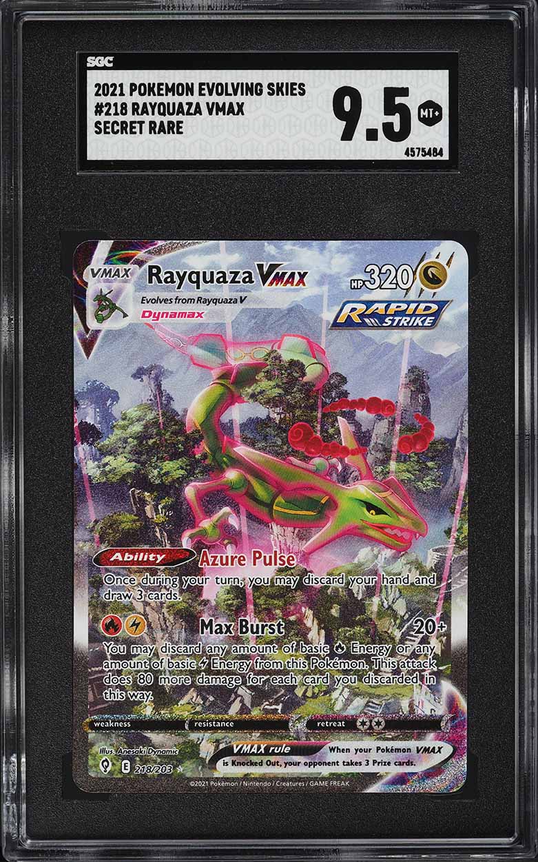 2021 Pokemon SWSH Evolving Skies Secret Rare Alt Art Rayquaza VMAX #218 SGC 9.5 on Fanatics Collect