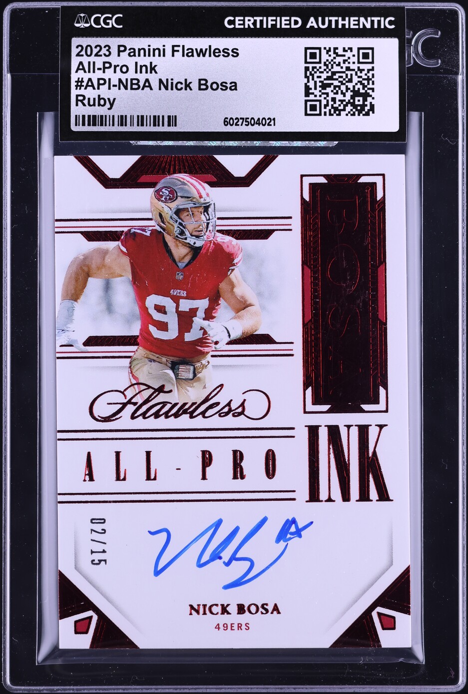 2023 Panini Flawless All-Pro Ink Ruby Nick Bosa AUTO /15 #API-NBA CGC ...
