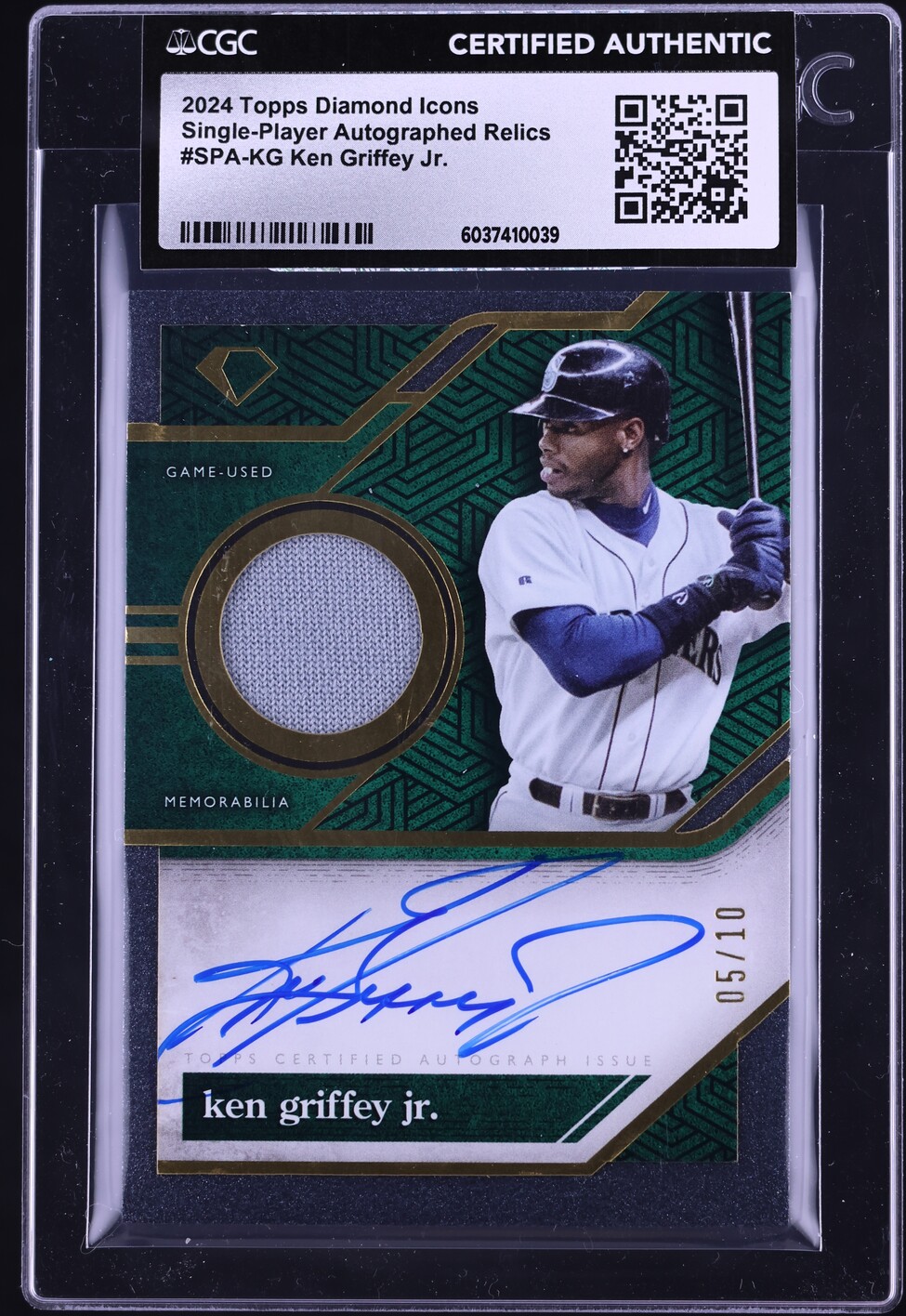2024 Topps Diamond Icons Ken Griffey Jr. PATCH AUTO /10 #SPA-KG CGC ...