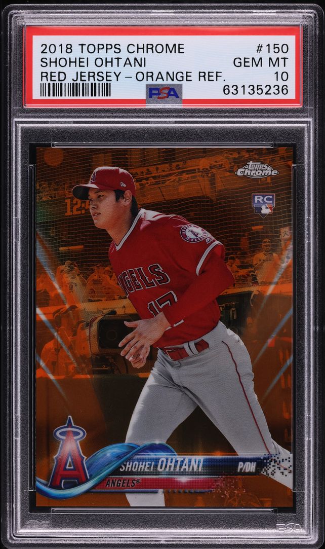 2018 Topps Chrome Red Jersey Orange Refractor Shohei Ohtani ROOKIE /25 ...