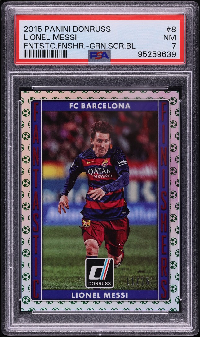 2015 Donruss Fantastic Finishers Green Soccer Ball Lionel Messi /25 #8 ...