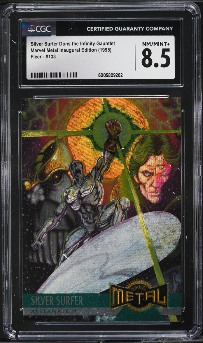 1995 Marvel Metal Inaugural Ed Silver Surfer Dons The Infinity Gauntlet ...