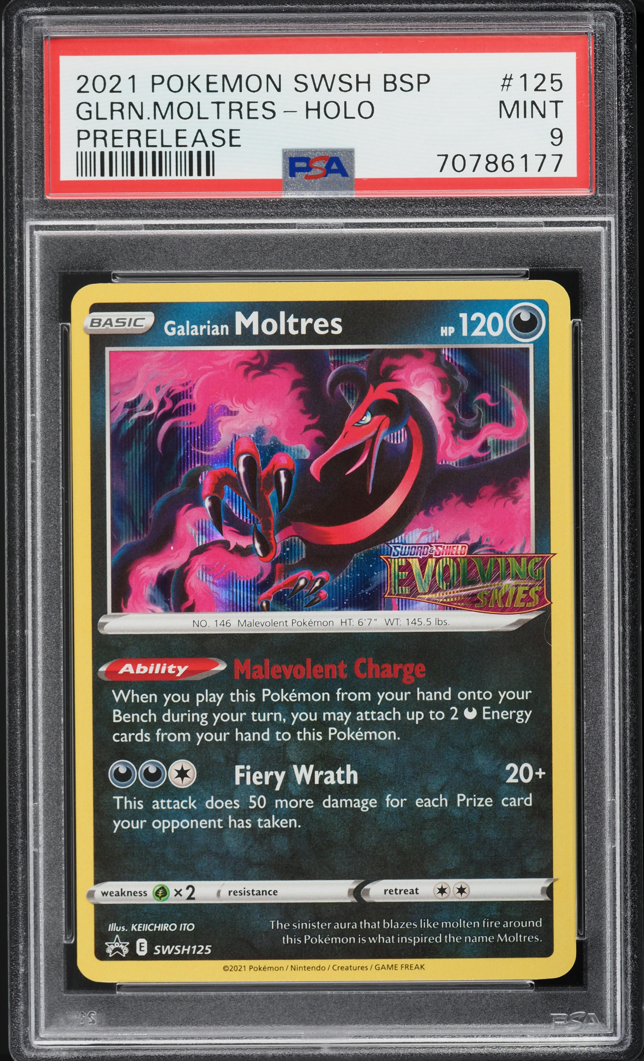 2021 Pokemon SWSH Black Star Promo Prerelease Holo Galarian Moltres #125 PSA 9 on Fanatics Collect