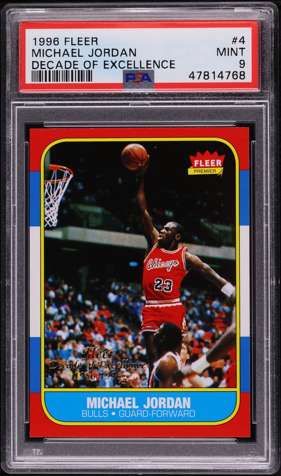 1996 Fleer Decade Of Excellence Michael Jordan #4 PSA 9 MINT on ...