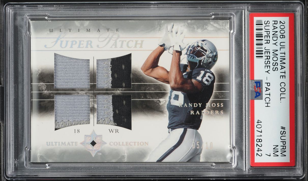 2006 Ultimate Collection Super Randy Moss PATCH /10 #SUP-RM PSA 7 NRMT ...
