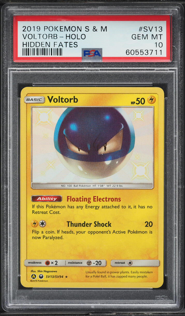 2019 Pokemon Sun & Moon Hidden Fates Shiny Voltorb #SV13 PSA 10 GEM ...