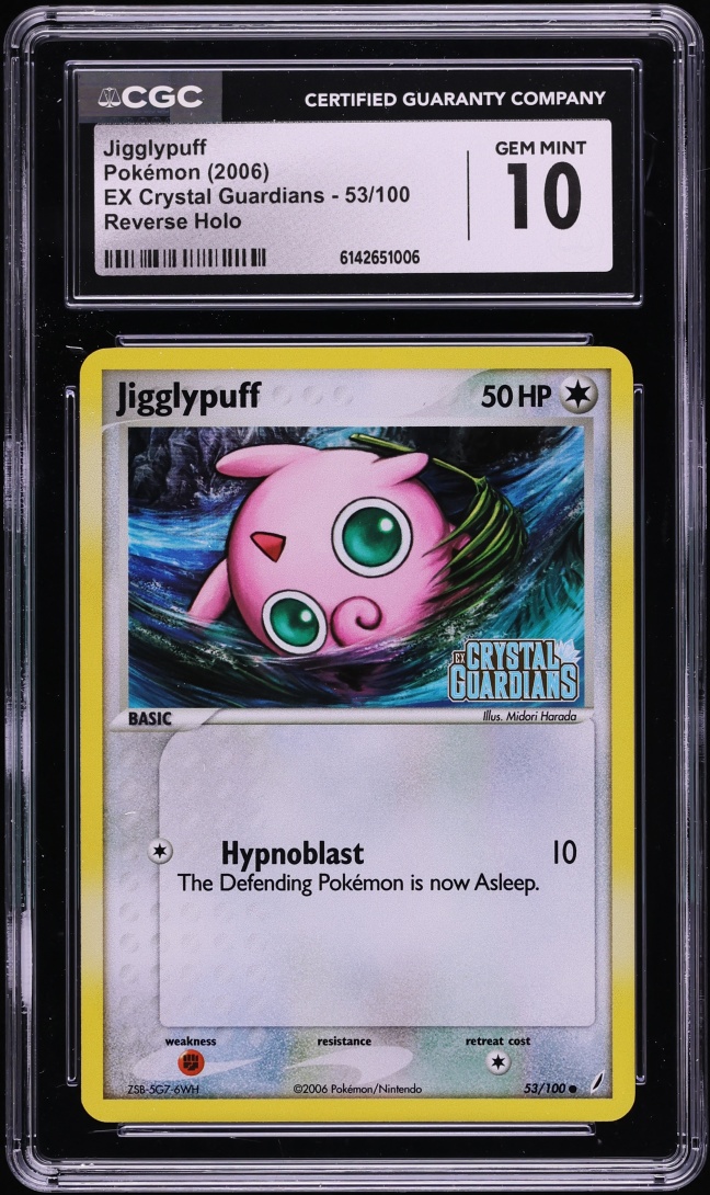 2006 Pokemon EX Crystal Guardians Reverse Holo Jigglypuff #53 CGC 10 ...