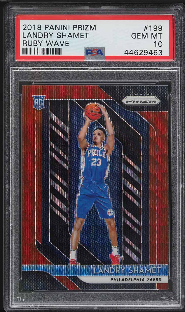 2018 Panini Prizm Ruby Wave Landry Shamet ROOKIE #199 PSA 10 GEM MINT ...