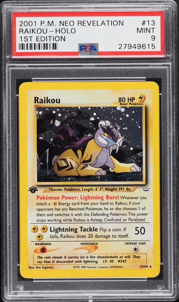 2001 Pokemon Neo Revelation 1st Edition Holo Raikou #13 PSA 9 MINT on Fanatics Collect