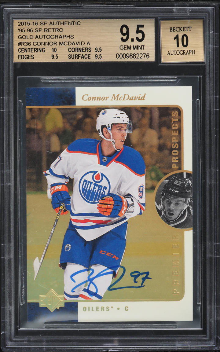 2015 SP Authentic '95 Retro Gold Connor McDavid ROOKIE AUTO BGS 9.5 GEM ...