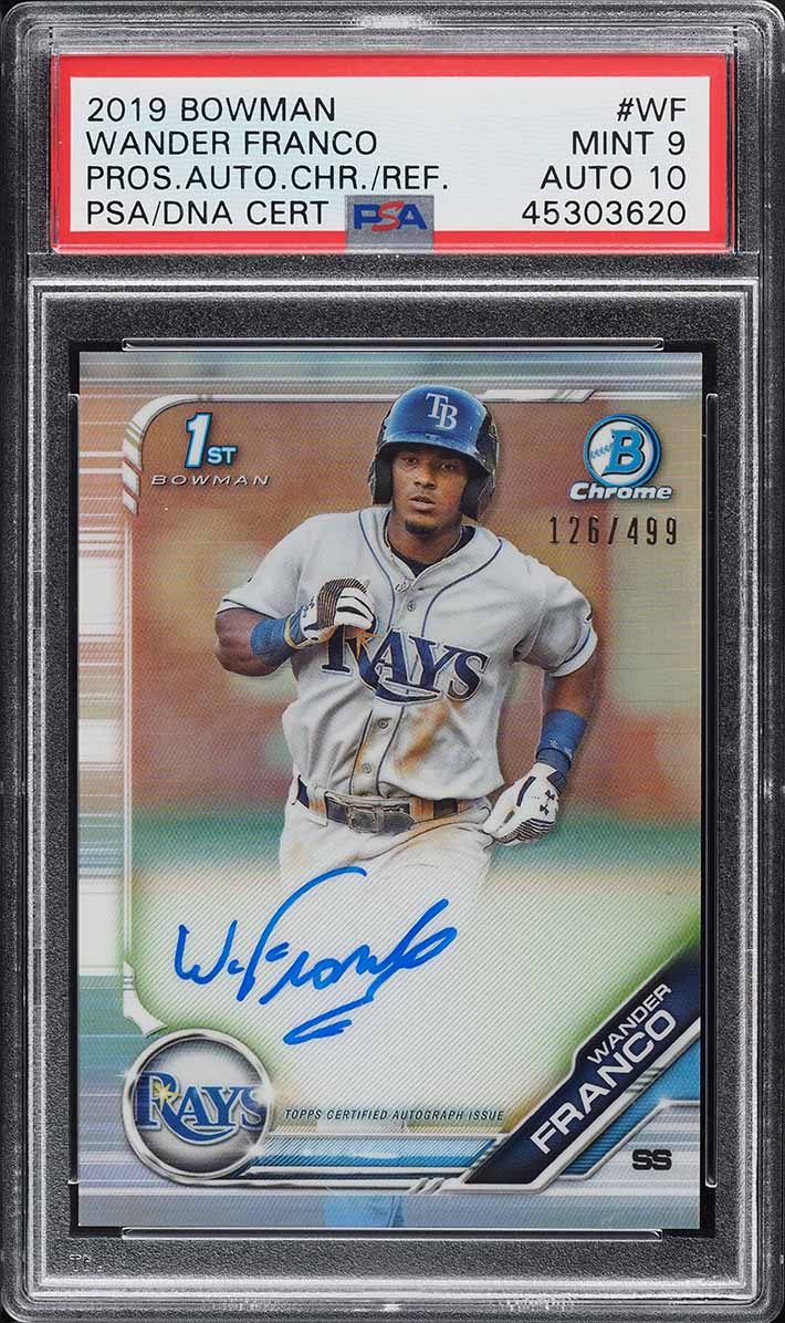 2019 Bowman Chrome Prospects Wander Franco ROOKIE AUTO DNA 10 /499 #CPA-WF PSA 9 on Fanatics Collect