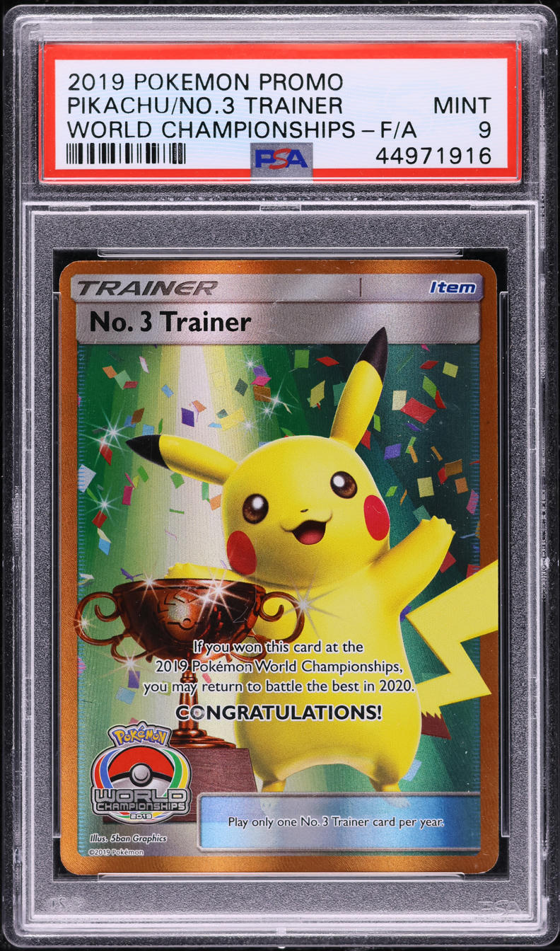2019 Pokemon World Championships Promo FA Pikachu No.3 Trainer PSA 9 ...