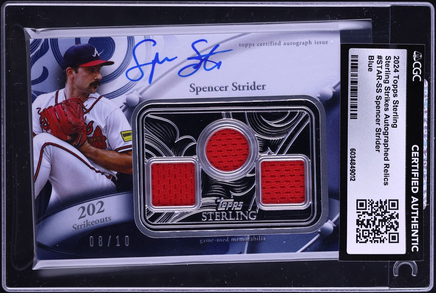 2024 Topps Sterling Strikes Blue Spencer Strider PATCH AUTO /10 CGC ...