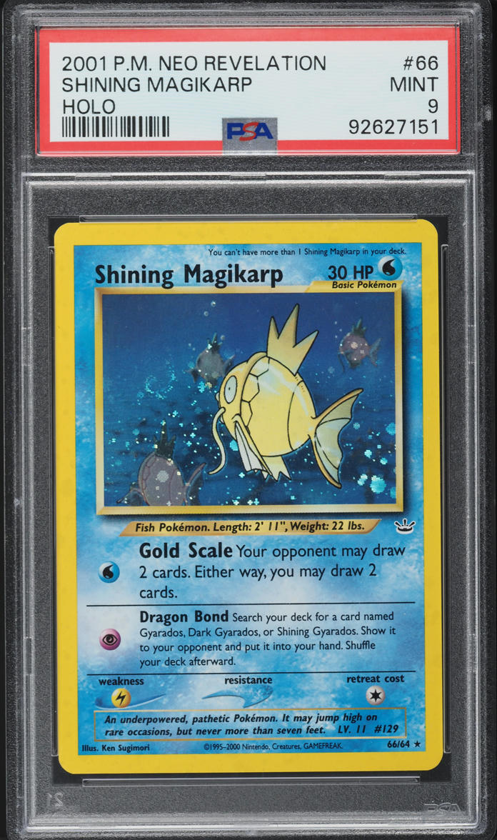 2001 Pokemon Neo Revelation Holo Shining Magikarp #66 PSA 9 MINT on ...