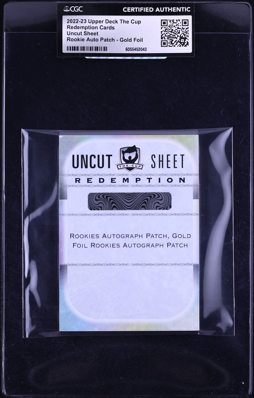 2022 Upper Deck The Cup Redemption Card Gold Foil Uncut Sheet CGC AUTH ...