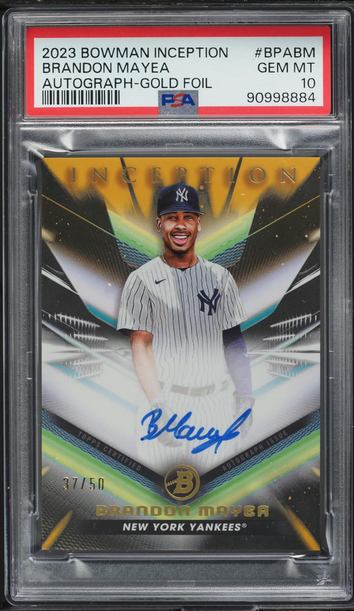 2023 Bowman Inception Gold Foil Brandon Mayea AUTO /50 #BPABM PSA 10 ...