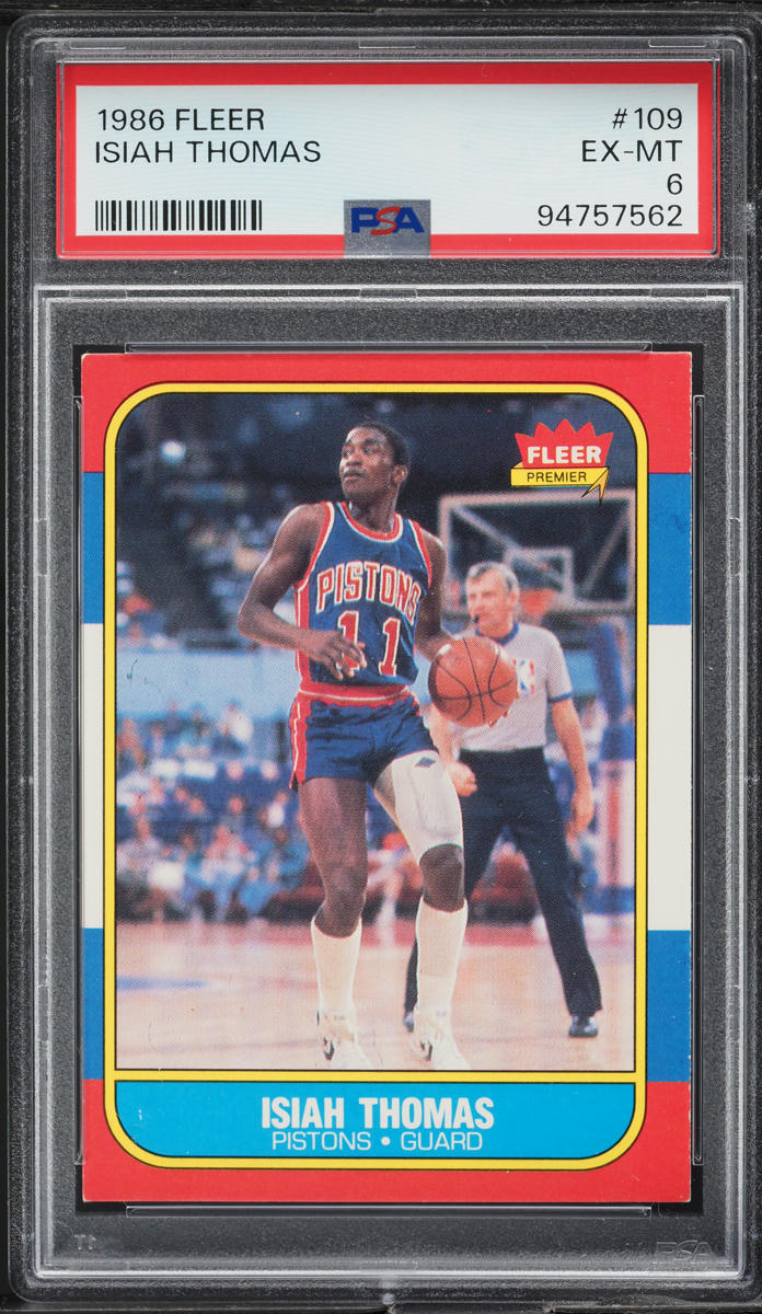 1986 Fleer Basketball Isiah Thomas ROOKIE #109 PSA 6 EXMT on Fanatics ...