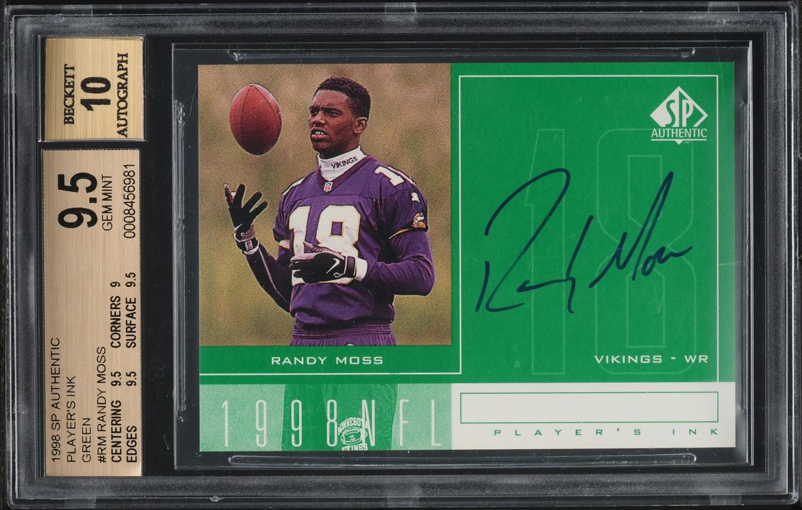 1998 SP Authentic Player's Ink Green Randy Moss ROOKIE AUTO #RM BGS 9.5 ...
