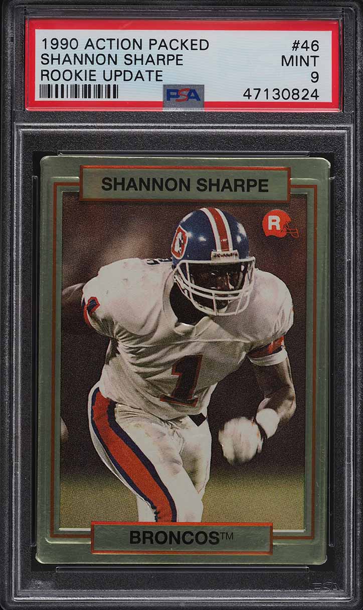 1990 Action Packed Update Shannon Sharpe ROOKIE #46 PSA 9 MINT on ...