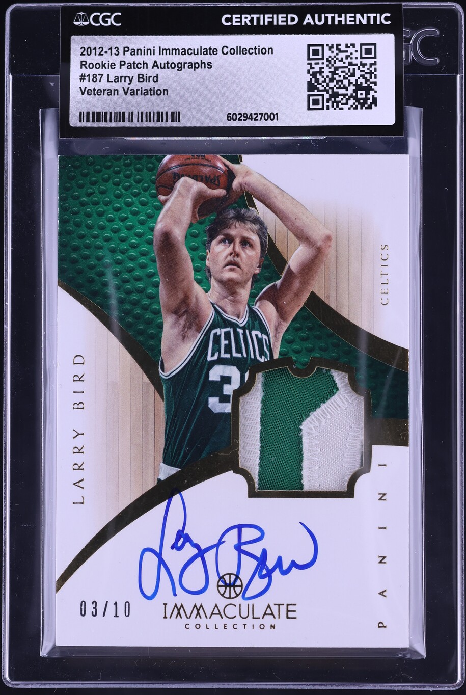2012 Immaculate Collection Veteran Variation Larry Bird PATCH AUTO /10 ...