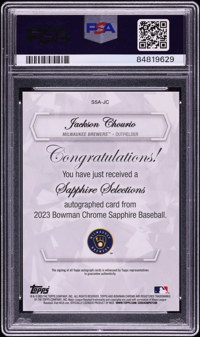 2023 Bowman Chrome Sapphire Selections Red Jackson Chourio PROSPECT ...