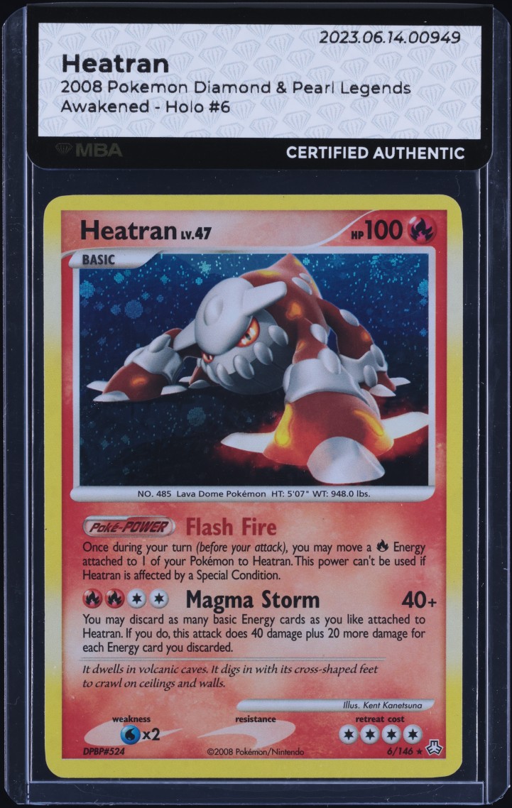 2008 Pokemon Diamond & Pearl Legends Awakened Holo Heatran #6 MBA AUTH ...