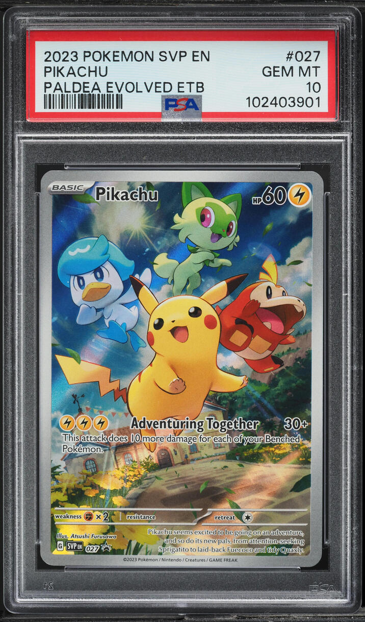 2023 Pokemon SV Black Star Promo Paldea Evolved ETB Pikachu #27 PSA 10 GEM MINT on Fanatics Collect