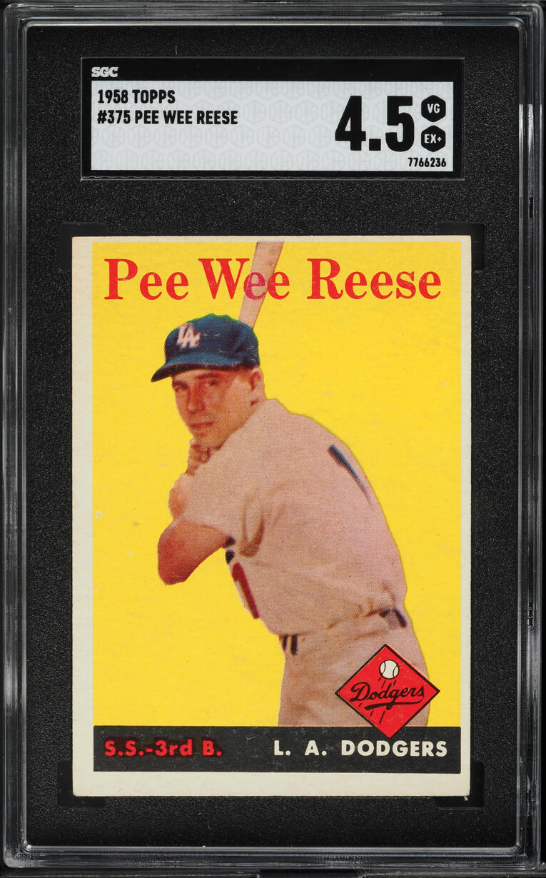 1958 Topps Pee Wee Reese #375 SGC 4.5 VGEX+ on Fanatics Collect