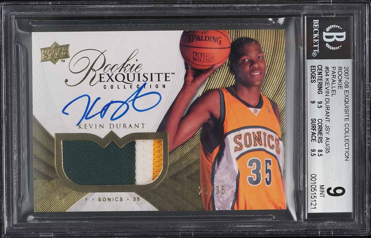 2007 Exquisite Collection Gold Kevin Durant ROOKIE PATCH AUTO /35 #94 ...