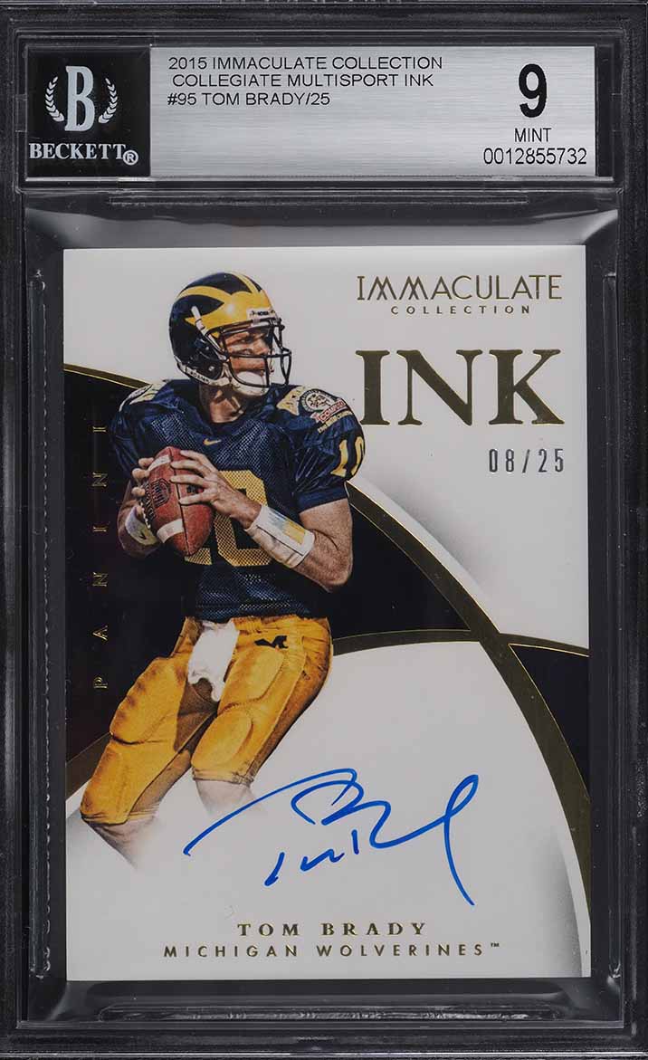 2015 Immaculate Collection Collegiate Ink Tom Brady AUTO /25 #95 BGS 9 ...