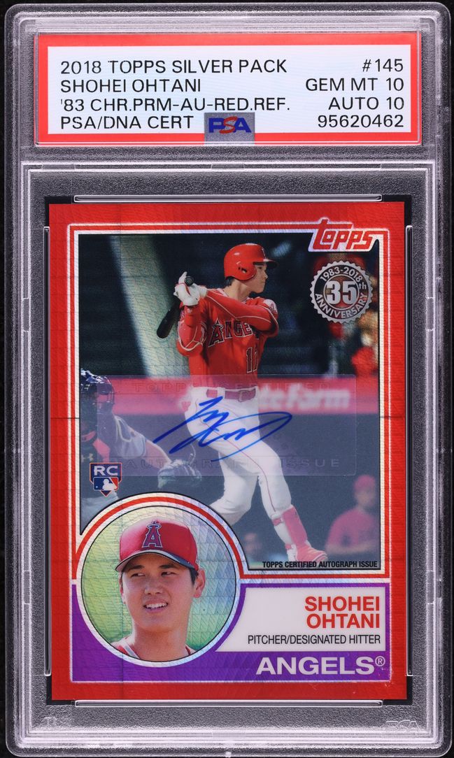 2018 Topps Chrome Silver Pack '83 Red Shohei Ohtani RC AUTO DNA 10 5/5 ...