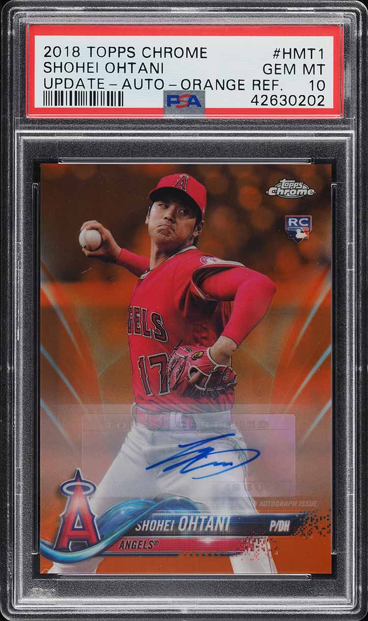 2018 Topps Chrome Update Orange Refractor Shohei Ohtani ROOKIE AUTO /25 ...