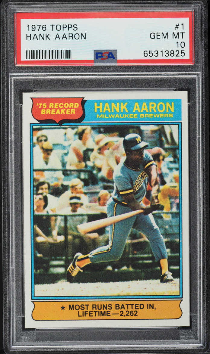 1976 Topps Hank Aaron RECORD BREAKER #1 PSA 10 GEM MINT on Fanatics Collect