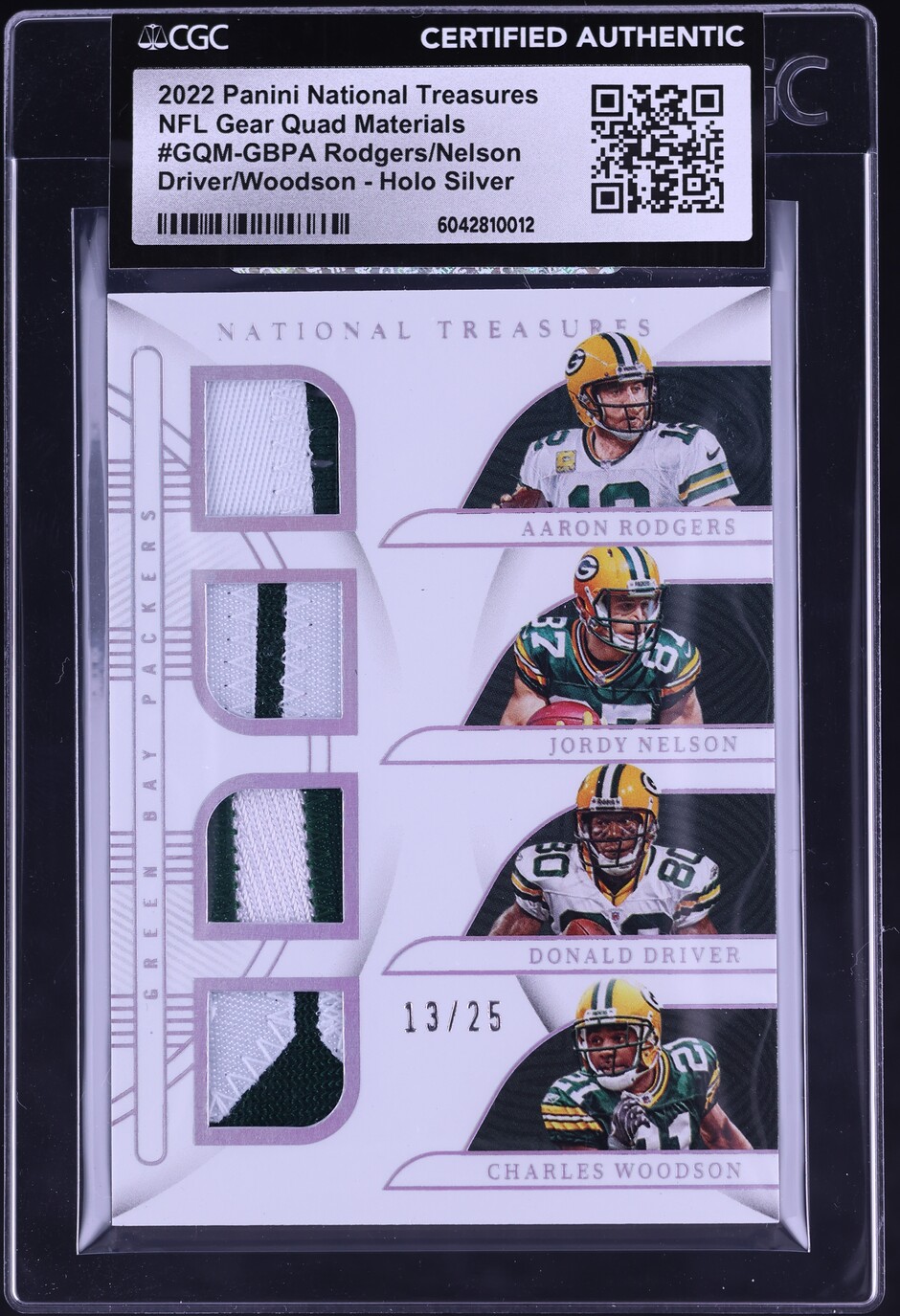 2022 National Treasures Silver Driver Woodson Rodgers Nelson PATCH /25 ...