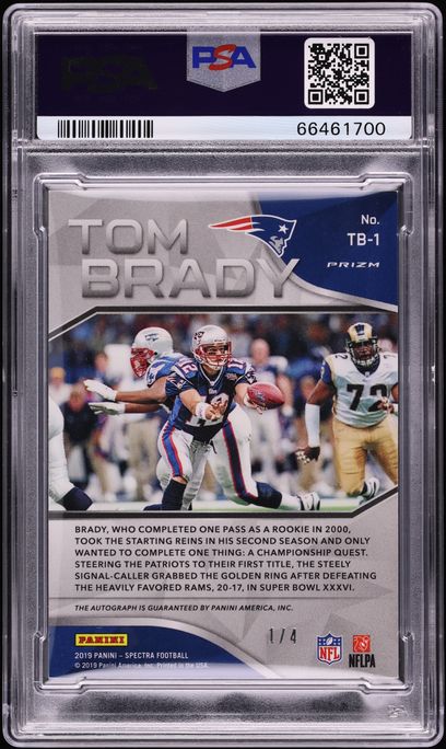 2019 Panini Spectra Tribute Tom Brady AUTO 1/4 #TB-1 PSA 9 MINT on ...