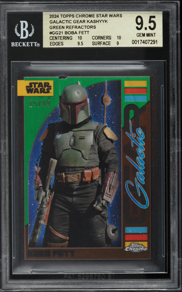 2024 Topps Chrome Star Wars Galactic Gear Kashyyk Green Boba Fett /99 ...