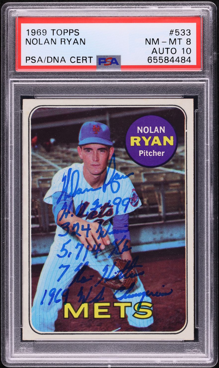 1969 Topps Nolan Ryan AUTO DNA 10 #533 PSA 8 NM-MT on Fanatics Collect