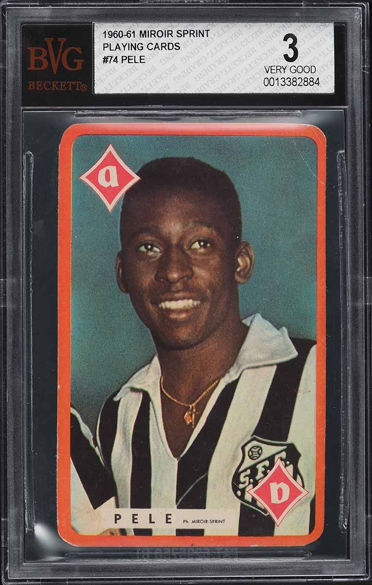 1960 Miroir Sprint Soccer Playing Cards Ace Of Diamonds Pele #74 BGS 3 ...