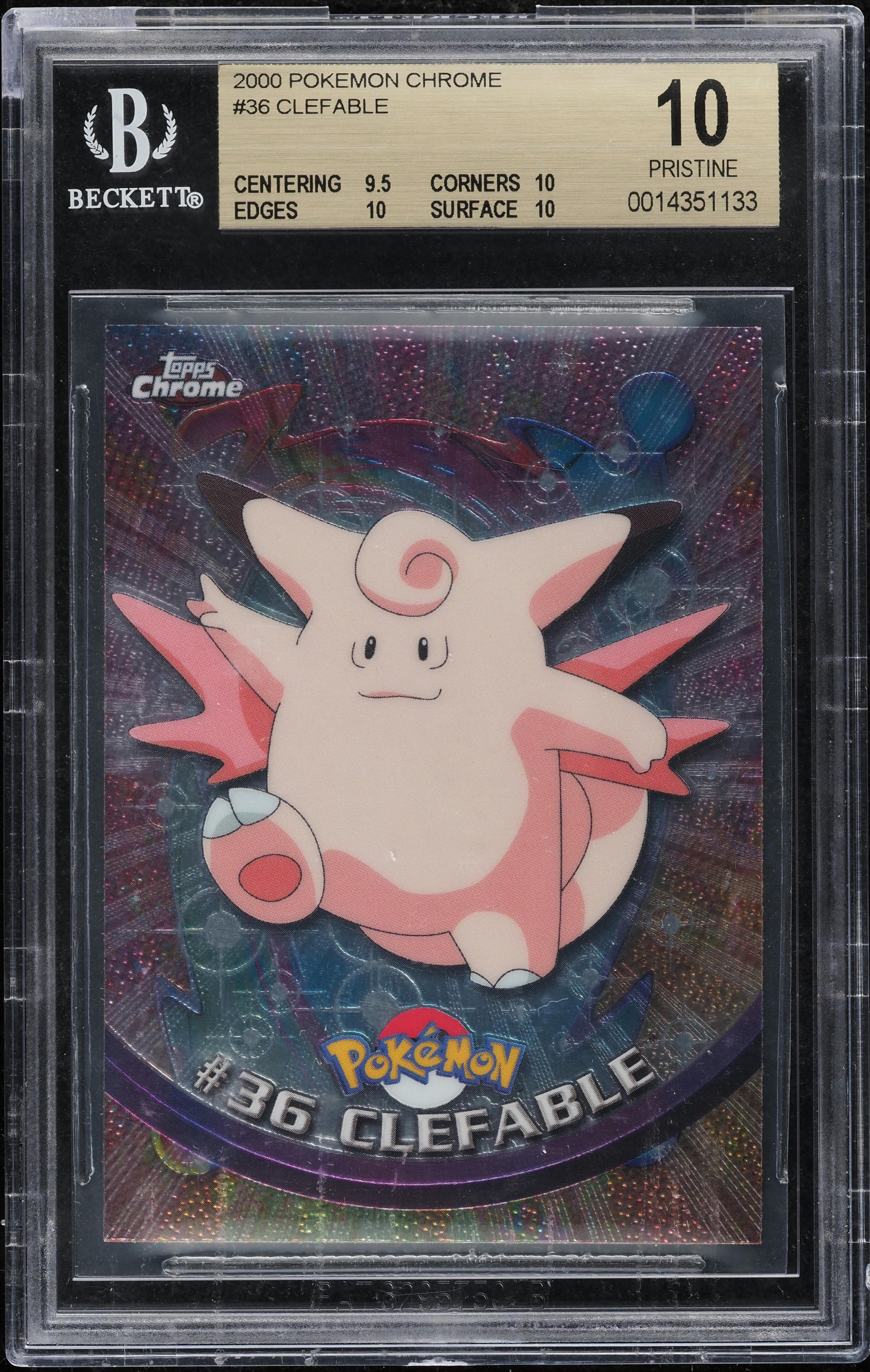 2000 Topps Chrome Pokemon Series 1 Clefable #36 BGS 10 PRISTINE on Fanatics Collect