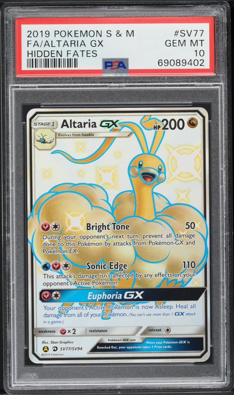 2019 Pokemon Sun & Moon Hidden Fates Shiny Altaria GX #SV77 PSA 10 GEM ...