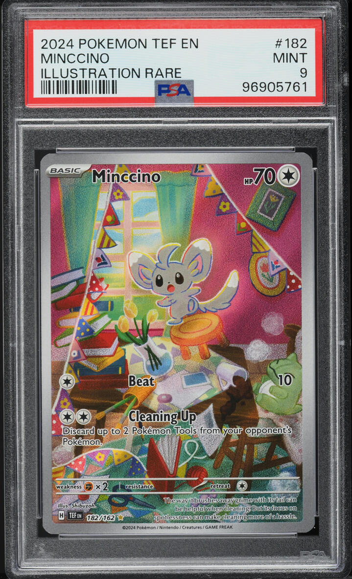 2024 Pokemon Scarlet & Violet Temporal Forces Art Rare Minccino #182 PSA 9 MINT on Fanatics Collect