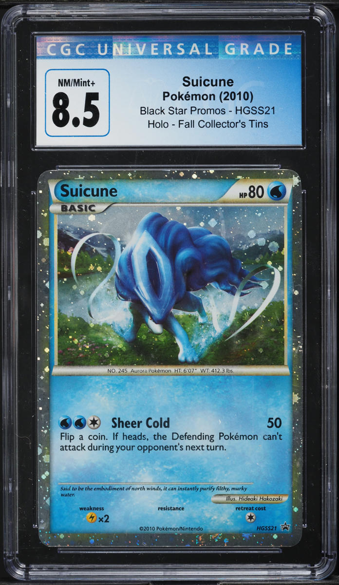 2010 Pokemon HGSS Black Star Promo Fall Collectors Tins Holo Suicune #21 CGC 8.5 on Fanatics Collect