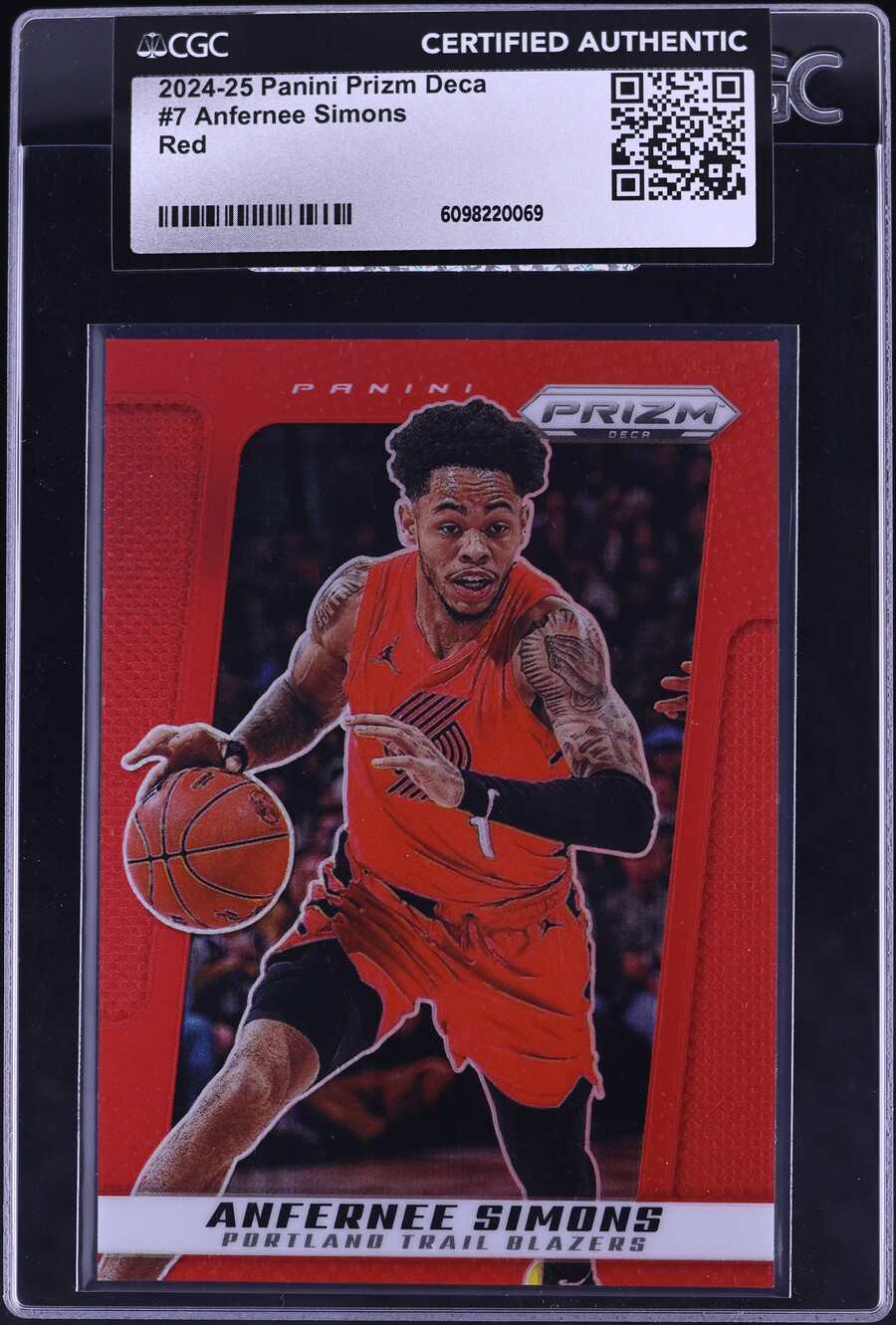 2024 Panini Prizm Deca Red Anfernee Simons /199 #7 CGC AUTH on Fanatics ...