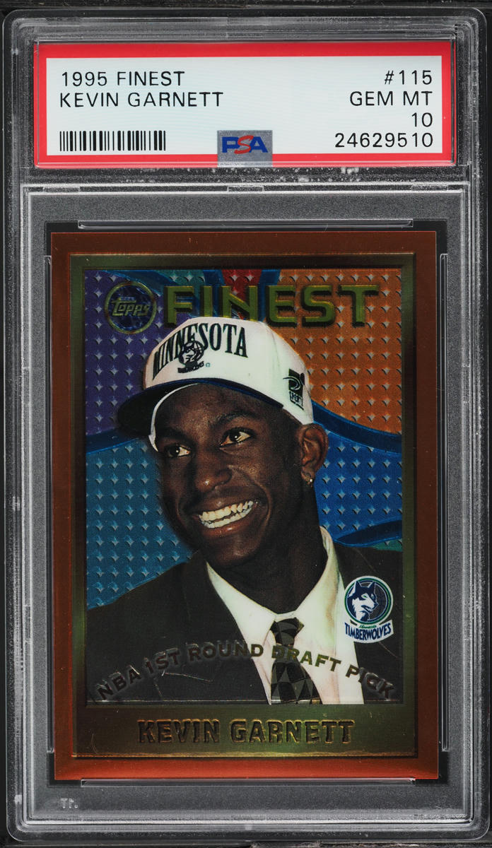 1995 Finest Basketball Kevin Garnett ROOKIE #115 PSA 10 GEM MINT on ...
