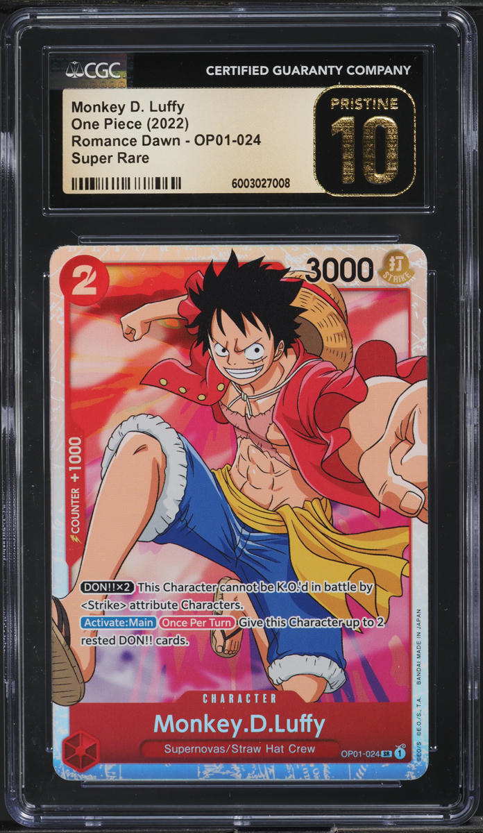 2022 One Piece Romance Dawn Monkey D. Luffy #OP01-024 CGC 10 PRISTINE ...