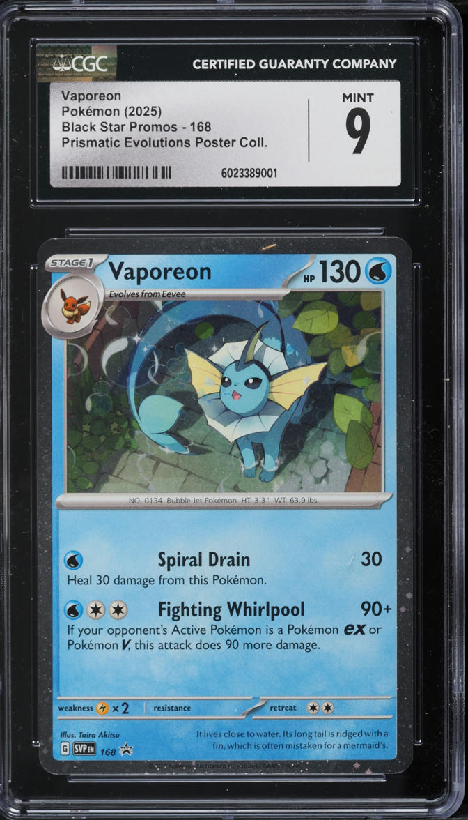 2025 Pokemon SV Promo Prismatic Evolutions Poster Vaporeon #168 CGC 9 ...