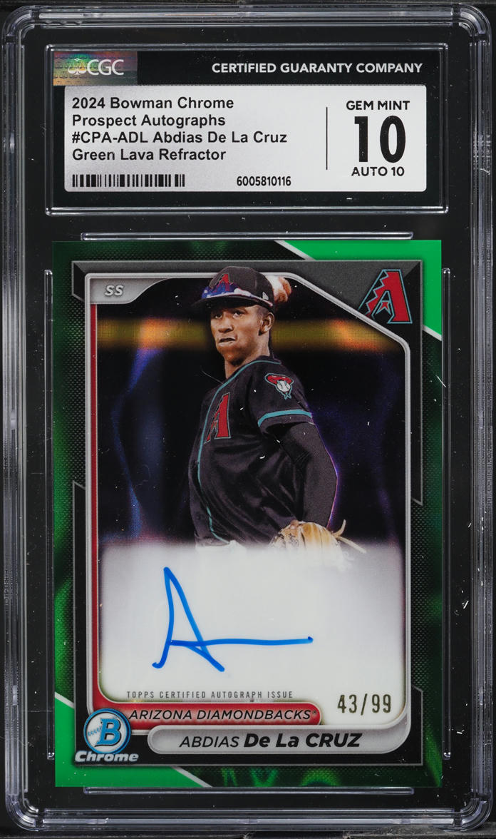 2024 Bowman Chrome Green Lava Refractor Abdias De La Cruz ROOKIE AUTO ...