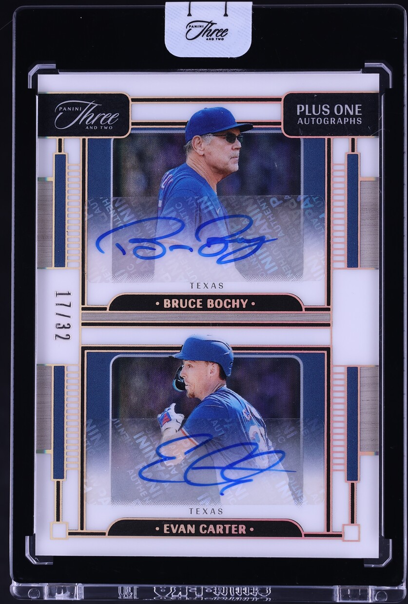 2024 Panini Three And Two Plus One Bruce Bochy & Evan Carter AUTO /32 # ...