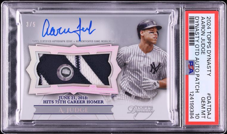 2024 Topps Dynasty On This Day Aaron Judge PATCH AUTO /5 #DATD-AJ PSA ...