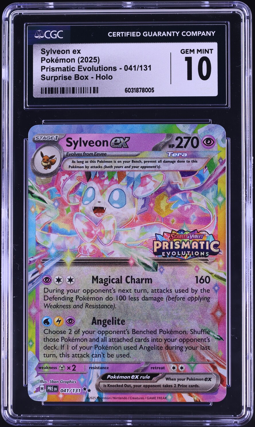 2025 Pokemon SV Prismatic Evolutions Surprise Box Sylveon ex #41 CGC 10 GEM MINT on Fanatics Collect